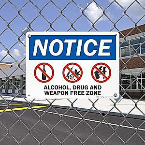 SmartSign "Notice - Alcohol, Drug, Weapon Free Zone" Sign | 10" x 14" Plastic