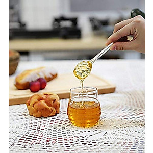 Mkono Honey Dispenser Glass Honey Jar with Dipper and Lid Honey Pot Container for Home Kitchen Storing Honey and Syrup,9 Ounce