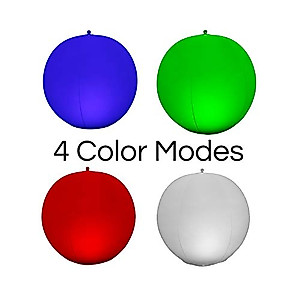 POP Design 2-PK 15" Floating Pool Lights, 4 Color Settings, Solar LED Balls, Inflatable, Waterproof, Floatable, Hangable, Night Mood Lights-Sphere Decorations-Pools-Backyard-Lawn-Parties-Events