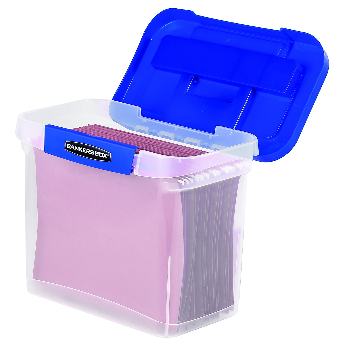 Bankers Box Heavy Duty Portable Plastic File Box with Hanging Rails, Letter, 1 Pack (0086304)