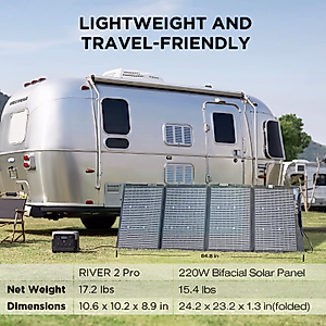 EF ECOFLOW Solar Generator River 2 Pro 768Wh LiFePO4 Battery with 220W Solar Panel, 4x800W AC Outlets (1600W Surge), Portable Power Station for Home Backup Outdoors Camping RV Emergency