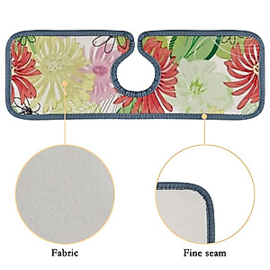 Kitchen Faucet Absorbent Mat 3 Pieces Abstract Flower Leaves Motif Faucet Sink Splash Guard Bathroom Counter and RV,Faucet Counter Sink Water Stains Preventer