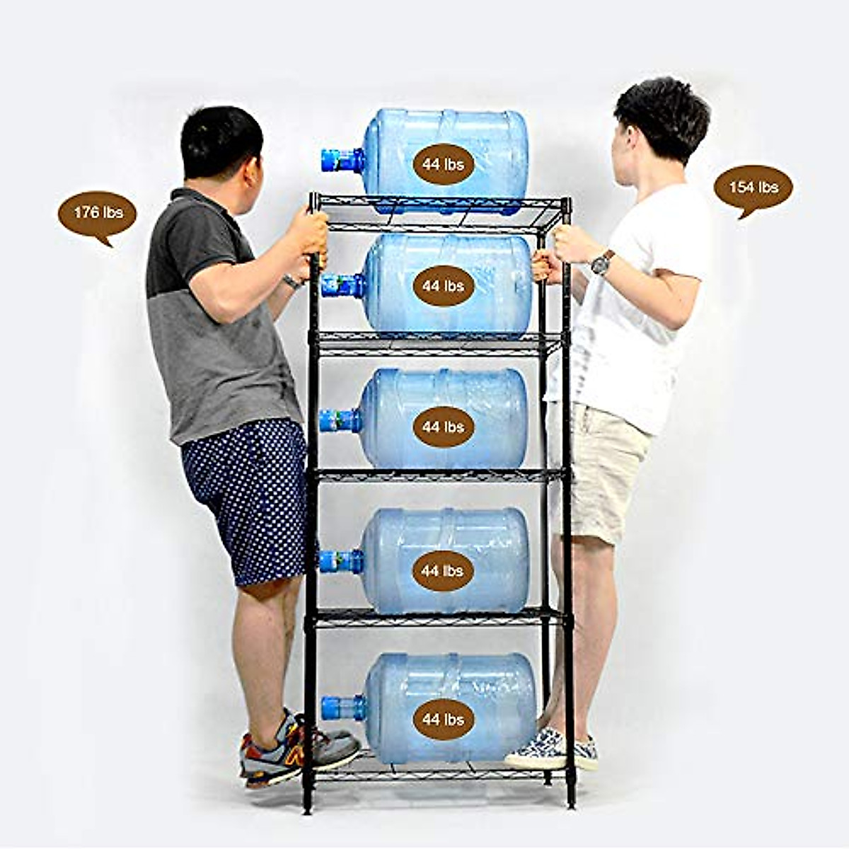 5 Tier Heavy Duty Height Adjustable Storage Rack Wire, Black Commercial Grade Steel Layer Shelving Unit Organizers, Large Metal Storage Shelves for Kitchen Garage Closet Pantry Laundry Bathroom