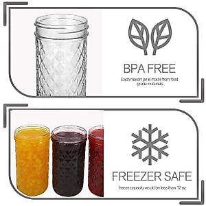 VERONES Mason Jars 12 OZ, Canning Jars Jelly Jars With Regular Lids, Ideal for Jam, Honey, Wedding Favors, Shower Favors,15 PACK