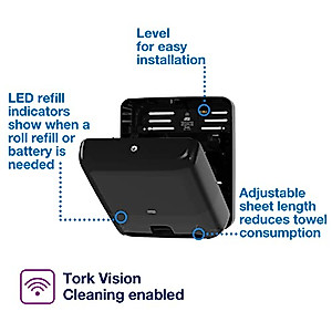 Tork Matic Paper Towel Dispenser, Intuition Sensor, Black, Elevation, H1, non-contact One-at-a-Time dispensing, 5511282