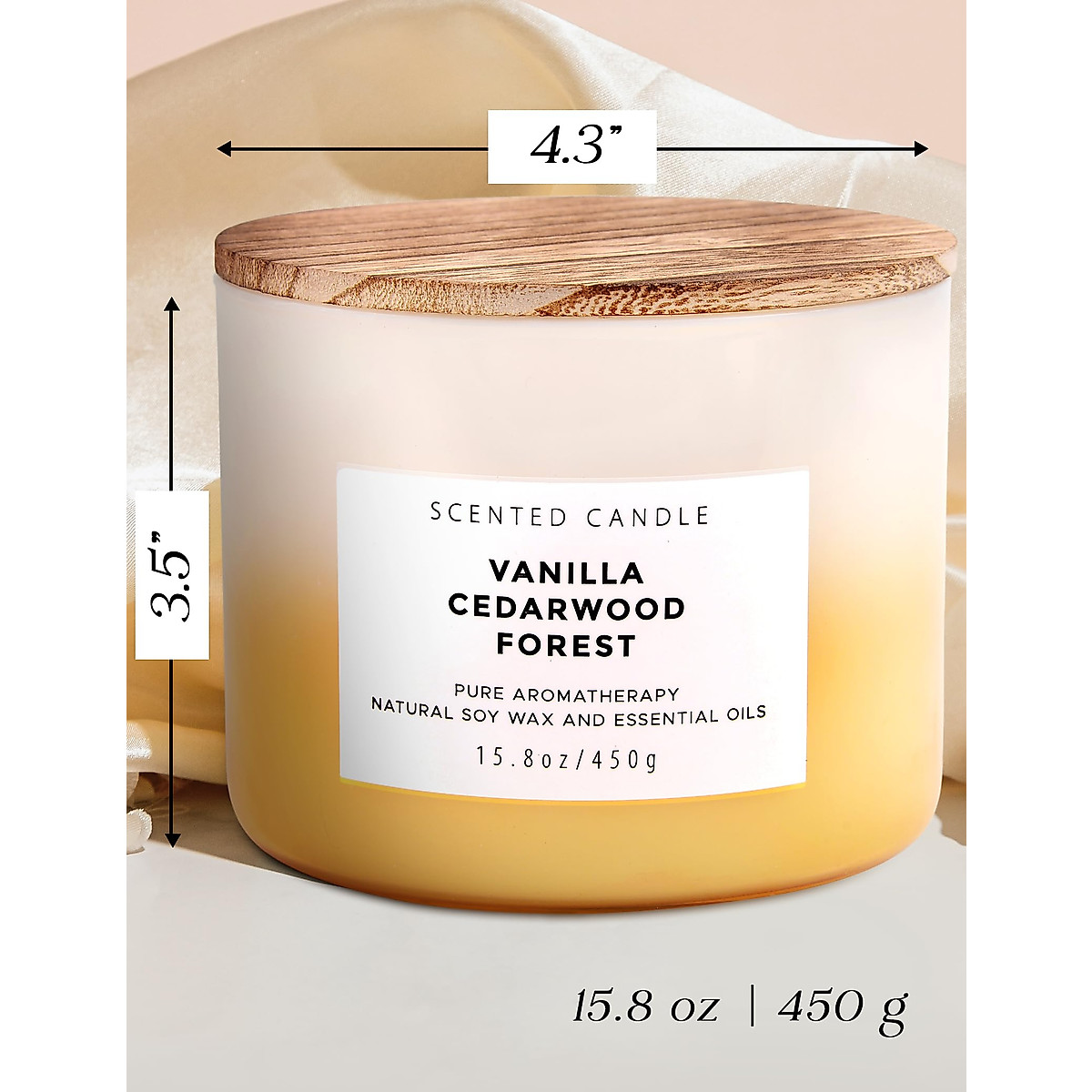 Vanilla Cedarwood Forest Candle - Large 3 Wick Scented Candle - Winter Balsam Fir Candle with Clove & Cedar - Natural Soy Candle for Home 15.8 oz - Aromatherapy Holiday Candle Gift for Women & Men