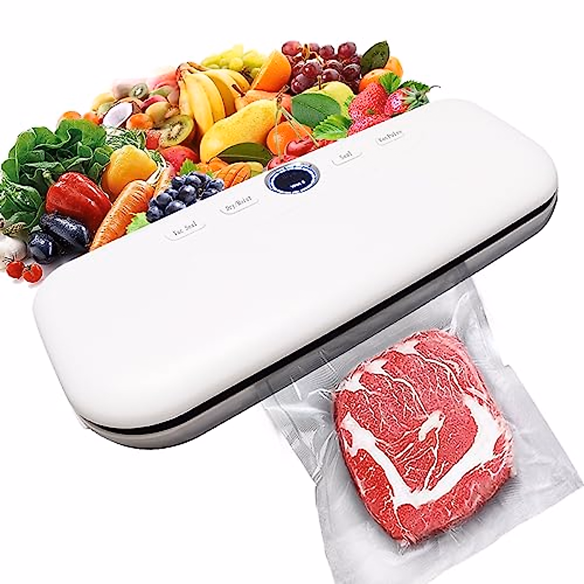 Sifxouped Vacuum Sealer Machine,20 Pcs Vacuum Sealer Bag,Led Display Vacuum Sealers,Household Small Vacuum Sealing Machine,Suitable for Dry, Moist,Oily and Soft Food Storage (White)