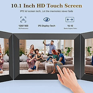 FANGOR 10.1" Digital Picture Frame, WiFi Digital Photo Frame 1280 * 800 HD IPS Touch Screen, 32GB Auto-Rotate Smart Frame Wall Mounted, Share Photos/Videos Via Uhale App