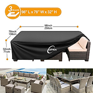 Kipiea Patio Furniture Covers Waterproof Winter, Heavy-Duty 420D Outdoor Patio Furniture Set Covers, No Tears Anti UV No Fading (98" L x 78" W x 32" H)