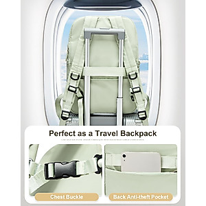 suratio Laptop Backpack for Women Gym Backpack Casual Daypack Backpacks Travel Backpack for Traveling on Airplane Work Backpack for Men Lightweight Computer Backpack College Teacher Backpack Bag Green