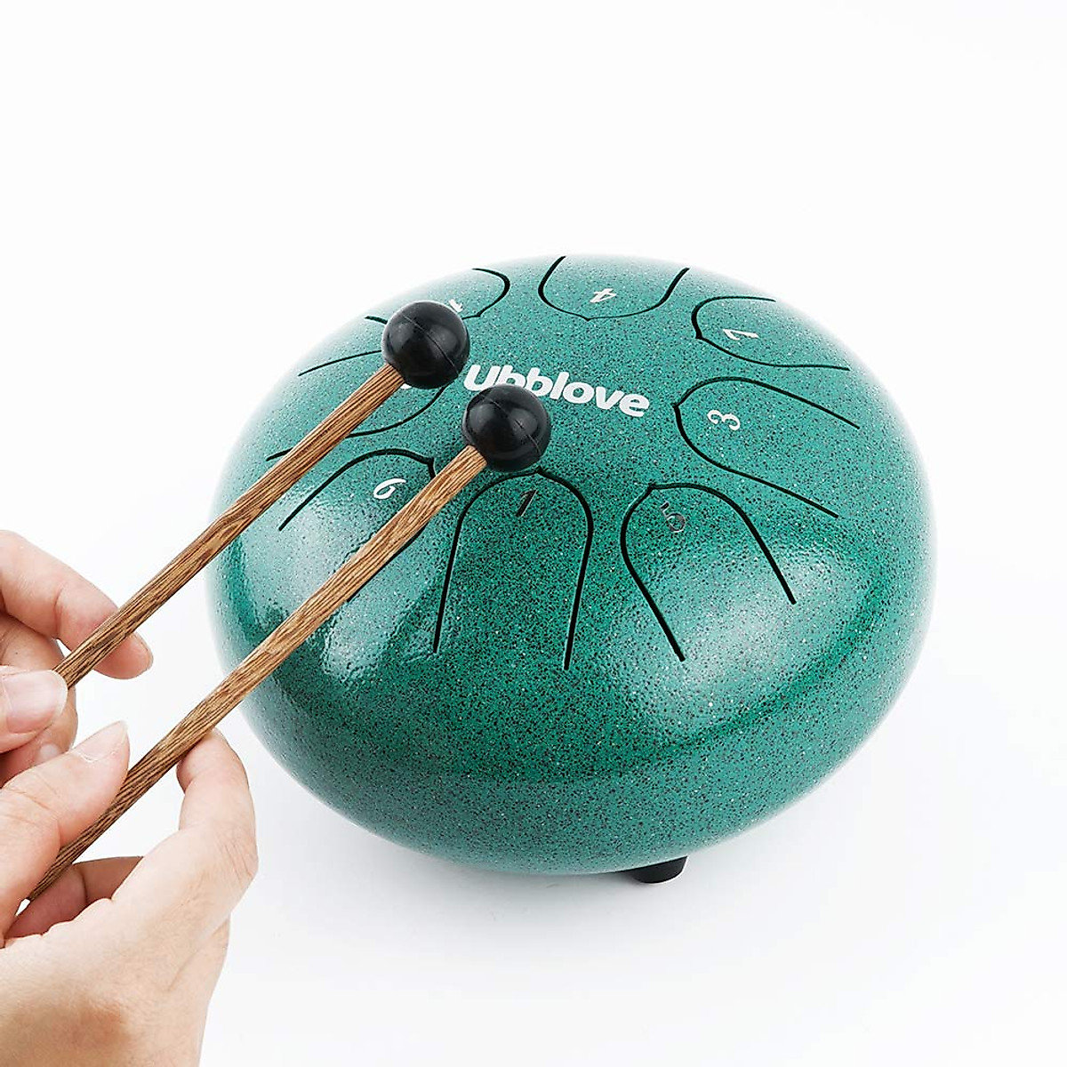 Ubblove Steel Tongue Drum for Kids: 8 Notes 6 Inches Key of C Metal Steel Drums Instrument with Bag for Meditation, Yoga, musical education, zen tone (Green)