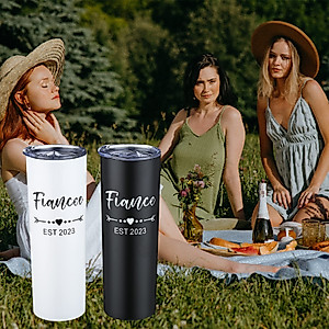 DHQH Fiance and Fiancee 2023 Tumbler Set, Engagement Wedding Gifts for Couples Newlyweds Wife Husband Bride To Be Newly Engaged 20oz Travel Tumbler Bachelorette Party Gifts.