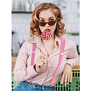 Suspender Bow Tie Set Clip On Y Shape Adjustable Braces, 80s Suspenders Shoulder Straps for Halloween Cosplay Party