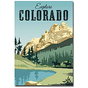 Explore Colorado Vintage Style Travel Vintage Art Refrigerator Magnet Size 2.5" x 3.5"