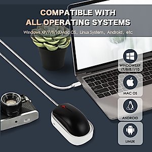 YEPLING Mouse Jiggler, Undetectable Mouse Mover Shaker Simulator for Computer Laptop Awakening, Keeps PC Active, No Software, Driver-Free with USB C to USB Adapter