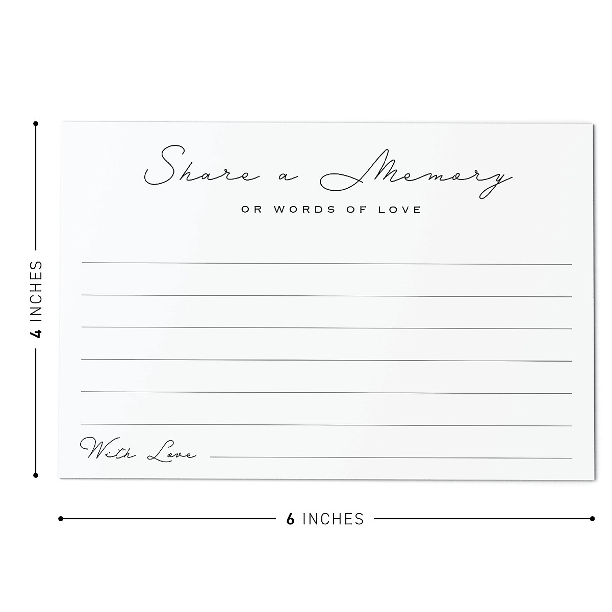 Share a Memory Cards - Minimalist Well Wishes Card - 6 x 4 - Set of 50 - for Celebration of Life, Weddings, Anniversaries, Memorials, Funerals, Birthdays, Graduation, Retirement, Going Away