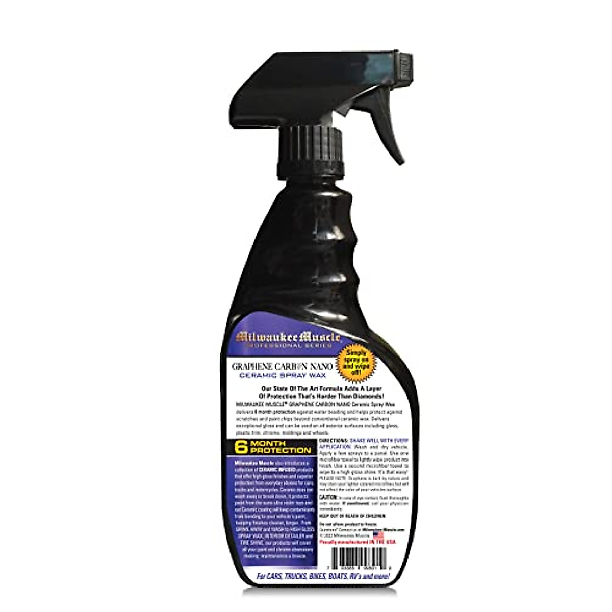 Milwaukee Muscle - 22oz Graphene Ceramic Coating Detail Spray Wax - The Best Protection Against Scratches, Swirls, Paint Chips, No Buff, 6 month Protection, Insane Shine, & Stronger than Car Wax.