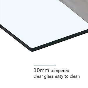 NIERN Tempered Glass Dining Table with Chromed Legs,47" Modern Rectangular Kitchen Table for Dining Room Kitchen,White