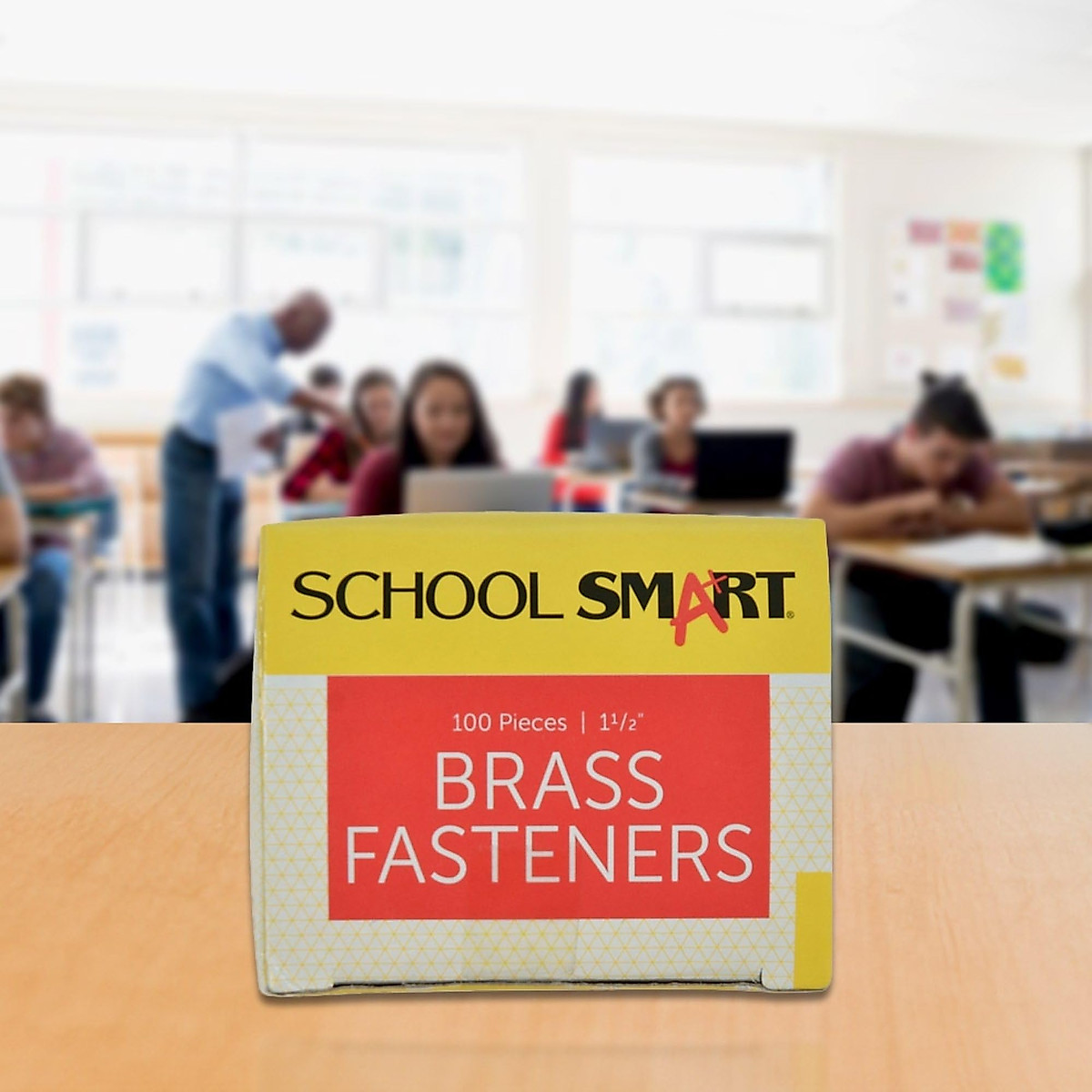 School Smart Brass Plated Fasteners - 1 1/2 inch - Box of 100