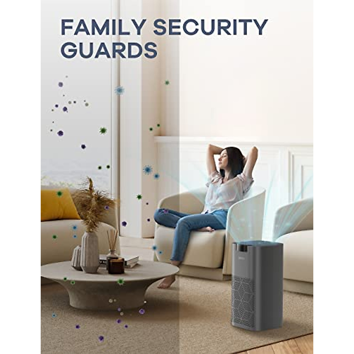 Ganiza Air Purifiers for Home Large Room Pets Dander Pollen dust allerg*ns Smoke, 23dB Less Noise, Ozone Free, H13 HEPA Filter