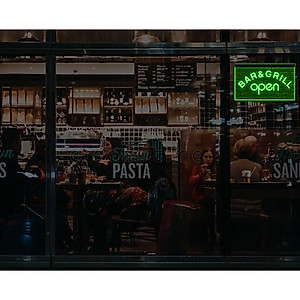 110023 Bar & Grill Open Cafe BBQ Restaurant Shop Store Display LED Light Neon Sign (21.5" X 12", 16 Colors By Remote)