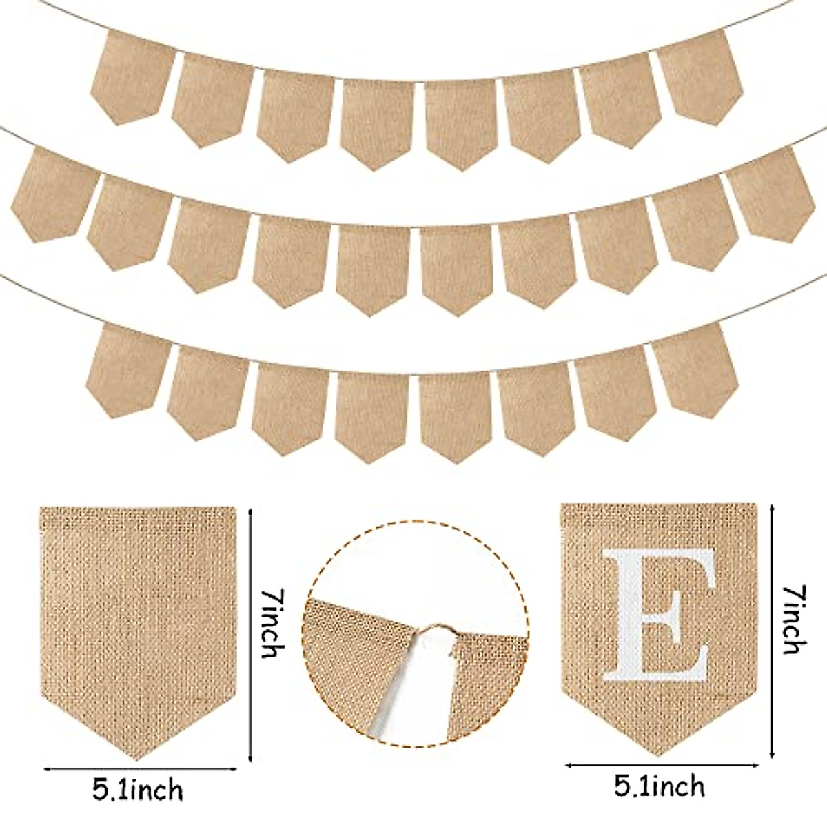 WATINC 26pcs DIY Burlap Banner with 26 Letter Stencil Kit, DIY Alphabet Banners Name Sign Burlap Flags Garland Handwriting Bunting for Party Decoration Wedding Birthday Wall Home Decor Supplies