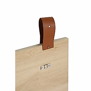 ZeHuoGe Natural Rattan Queen Headboard Decorative Panel with 2 Faux PU Leather Trim Strips, Wall-Mounted Headboard (Queen)