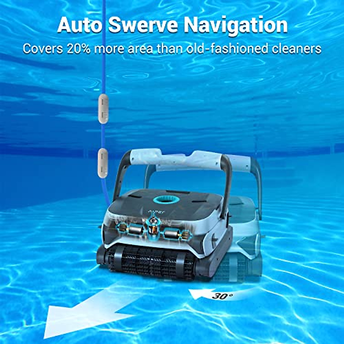 AIPER Automatic Robotic Pool Cleaner with Ultra Triple Motors, Large Top Loading Filter Baskets&Wall Climbing Function, Ideal for In-Ground/Above Ground Pools Up to 50 Feet, Gray (OC1200 Pro)