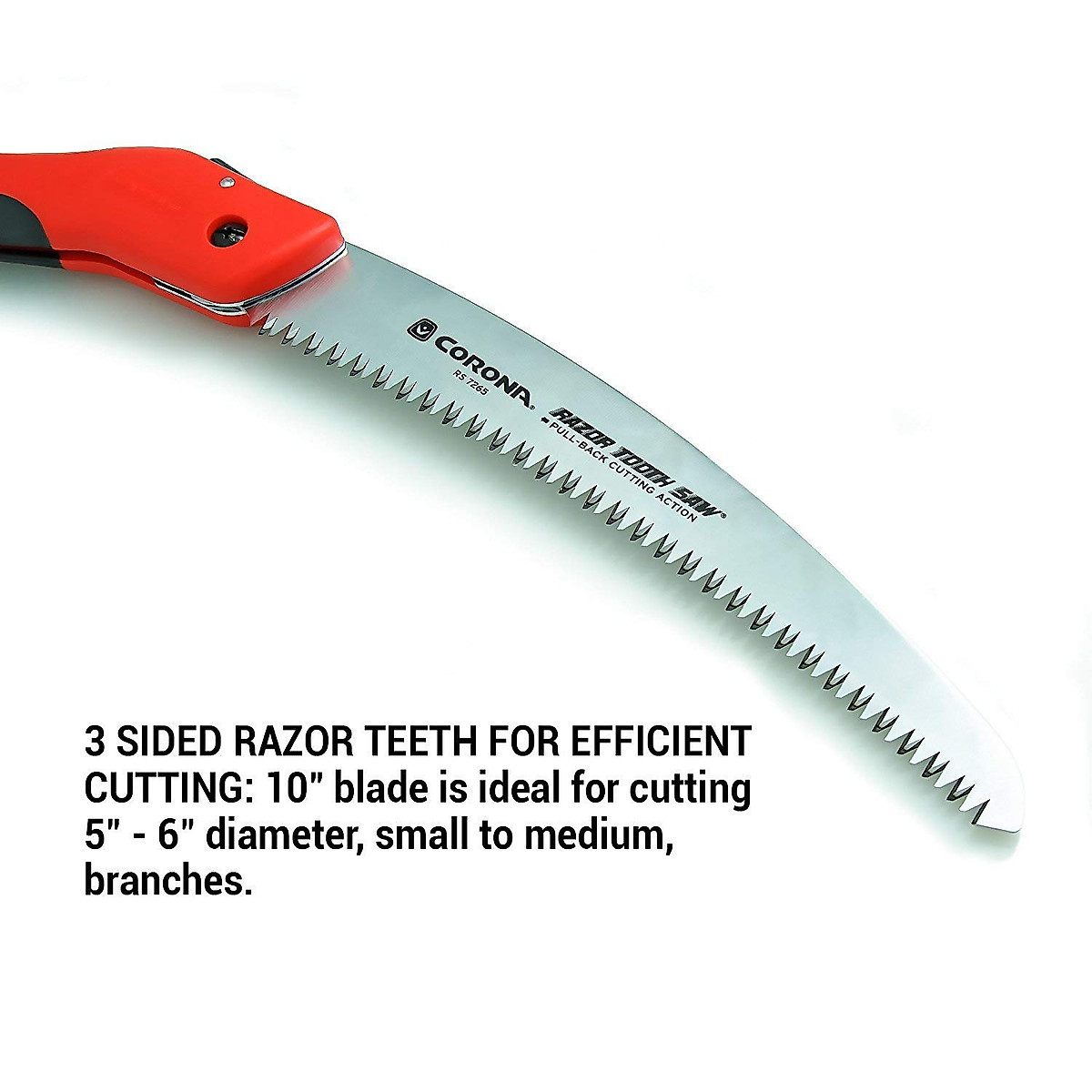Corona Tools 10-Inch RazorTOOTH Folding Saw | Pruning Saw Designed for Single-Hand Use | Curved Blade Hand Saw | Cuts Branches Up to 6" in Diameter | RS 7265D
