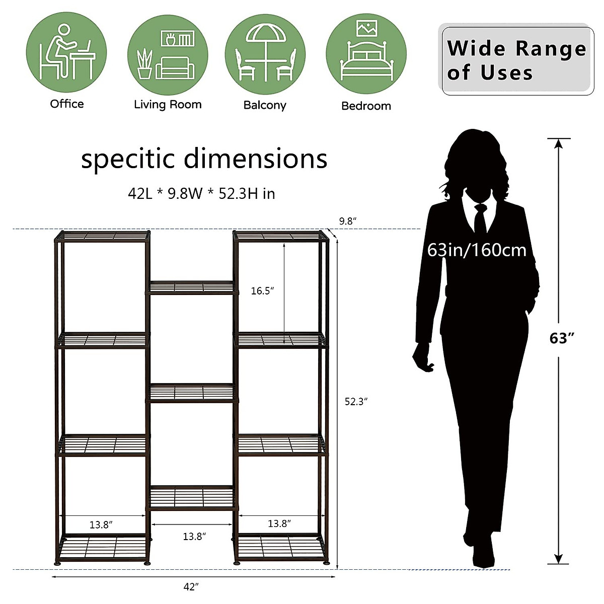 YUJCHMTZN tall black Plant Stand Indoor Metal Plant Stands Outdoor Tiered Plant Shelf for Multiple Plants, 11 Tiers Plant Rack Holder Garden Shelves Flower Stand for Living Room Patio Corner