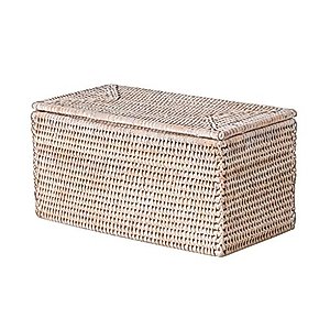 Kouboo La Jolla Rectangular Rattan Box, White-Wash Toilet Roll Storage Basket