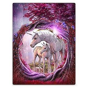 SXCHEN Blanket Throw Purple Tree Beautiful Unicorn 60x80 inch (Color 4)