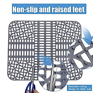 JUSTOGO Sink Protectors for Kitchen Sink,Silicone Sink Mat Grid Accessory,1 PCS Non-slip Grey Sink Mats for Bottom of Kitchen Farmhouse Stainless Steel Porcelain Sink (16.25"x 13")
