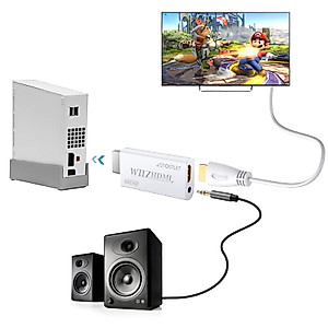 AUTOUTLET Wii Hdmi Adapter Wii to Hdmi Converter Output Video Audio Adapter, with 1M HDMI Cable Wii2HDMI 3.5mm Audio Video Output Supports 720/1080P All Wii Display Modes Compatible with Nintendo