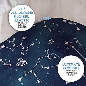 JumpOff Jo - 2-Pack Hypoallergenic Fitted Bassinet Sheet for Baby Boys & Girls - Rectangular, Hourglass & Oval Crib Compatible, Soft, Breathable, Machine Washable - Galaxy and Mama Bear