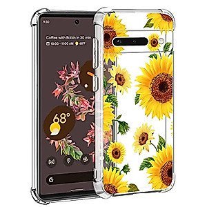 (3-Pack) for Google Pixel 6a Case, Soft Clear TPU [Scratch-Resistant] Drop Silicone Bumper Protection Shockproof Phone Case Cover for Google Pixel 6a,Flower