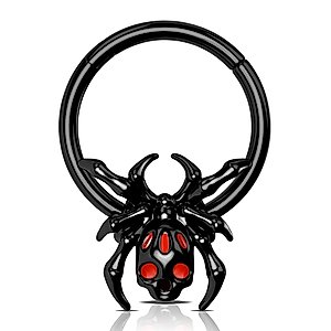 Jewseen 16G Septum Ring Black Spider Septum Jewelry Septum Piercing Hinged Segment Ring Nose Ring Hoop Daith Earring Cartilage Earring Hoop for Women Men Septum Clicker for Halloween
