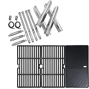 Uniflasy Grill Part Kit for Charbroil Advantage Series 4 Burner 463432215 466433016 469432215 463433016 Cooking Grate Griddle Heat Plate Tent Shield Grill Burner Pipe Adjustable Crossover