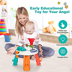 HONEY JOY Activity Table for Toddlers 1-3, Music Learning Table w/Fun Piano, Music&Lights, 3 Ball Games, Kids Discover Explore Activity Center, Baby Early Development Activity Toy for Boys Girls