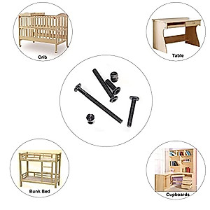 cSeao 100pcs M6 Baby Bed Crib Screws Black Hex Socket Cap Barrel Screws to Build Crib Furniture Chairs Cot,15mm/ 25mm/ 35mm/ 45mm/ 55mm/ 65mm/ 75mm