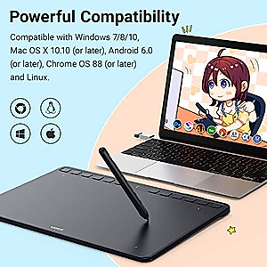 UGEE S1060W Wireless Graphic Drawing Tablet, 10X6.27 Digital Art Pen Tablet with 12 Shortcut Keys,Battery-Free Pen 8192 Pressure Compatible with Android, Windows, MAC OS, Chrome OS,Linux