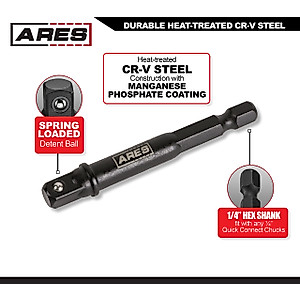 ARES 70382-6-Piece 3-Inch and 6-Inch Impact Grade Socket Adapter Set - Turns Impact Drill Driver into High Speed Socket Driver - 1/4-Inch, 3/8-Inch, and 1/2-Inch Drive Sizes