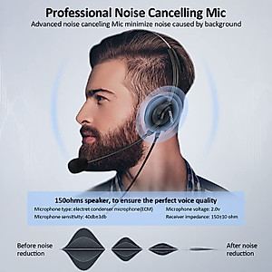 AGPTEK Hands-Free Call Center Noise Cancelling Corded Binaural Headset Headphone with 4-Pin RJ9 Crystal Head and Mic Microphone for Desk Phone - Telephone Counselling Services, Insurance, Hospitals