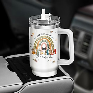 99OWL Cat Mom Rainbow Nutrition Facts, Tumbler 40 Oz With Handle Lid And Straw, Mom Gifts, Funny Cups Simple Insulated Day Straws For Be Mothers Handle Print To Women Mommy Cup