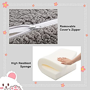 ALIMORDEN Kids Ultra-Soft Snuggle Foam Filled Chair, Single Cuddly Sherpa Reading Couch for Boys and Girls, Grey