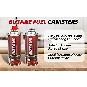 National Standard Butane Fuel Cylinders| 8oz Butane Canisters for Portable Stove | Butane Torch Replacement Canisters | Pack of 4