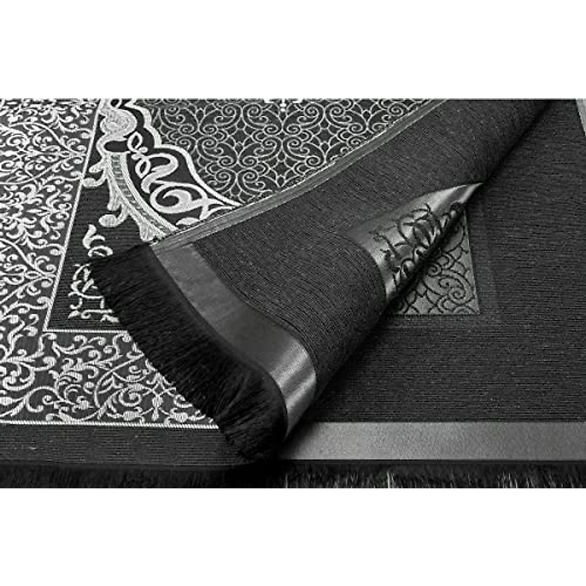 BAYKUL Muslim Prayer Rug - Islamic Turkish Prayer Rugs - Great Ramadan Gifts - Prayer Mat for Women and Men-Islam Carpet-Portable Muslims Mats-Praying Rugs Islam with Beads-Gift Prayer Beads 99 (Grey)