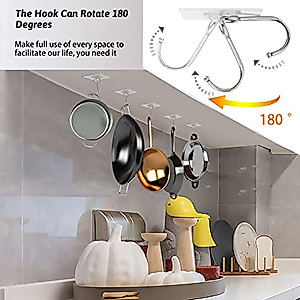 Large Adhesive Hooks, 16 Pack Heavy Duty Hold 44lb(Max) Sticky Hooks, Waterproof and Rustproof Wall Hooks for Hanging, Self-Adhesive Traceless Clear Wall Hooks to Use for Kitchen Bathroom Home Office