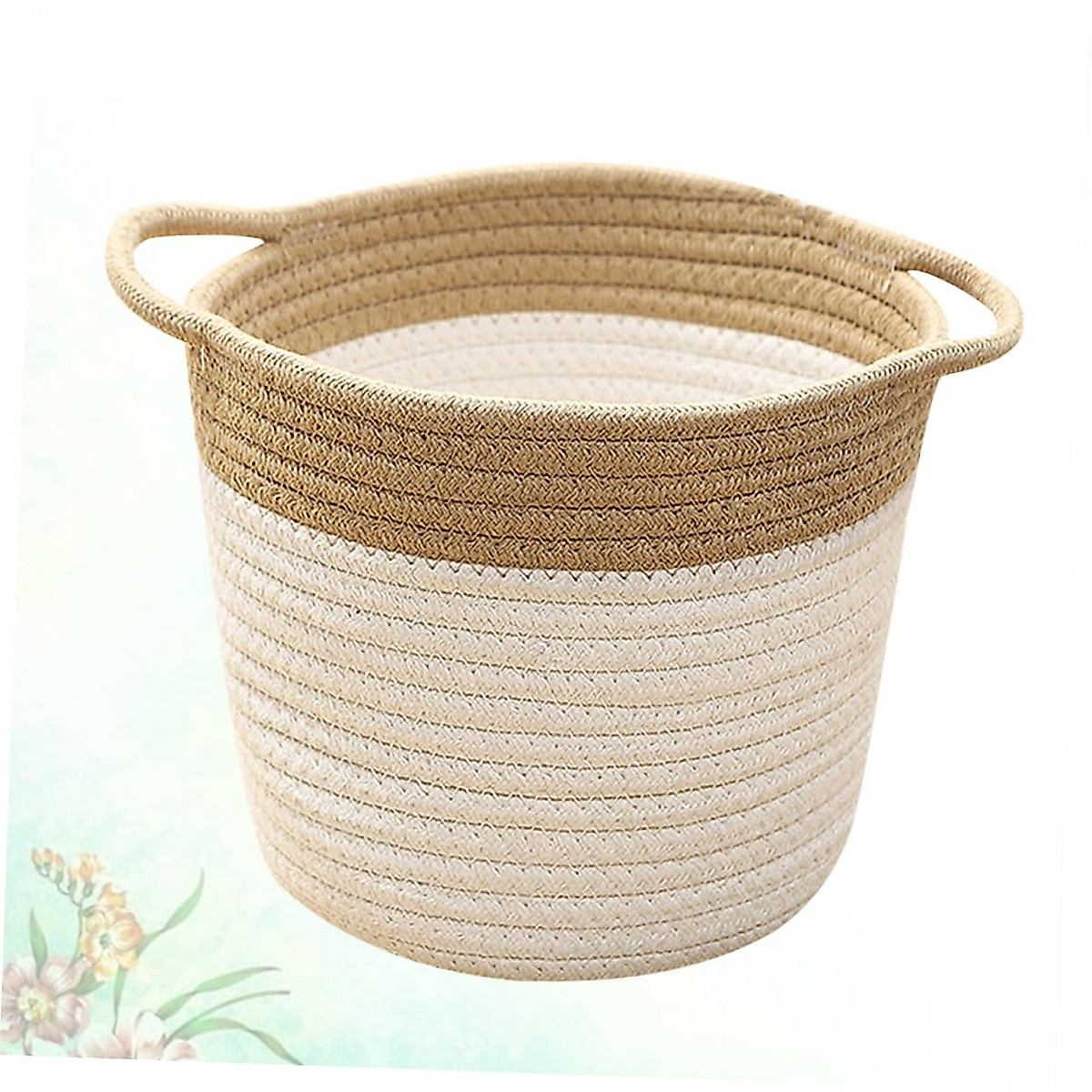GRIRIW 1pc Khaki Fashion Design Sundries Storage Basket Desktop Cotton Rope Toy Basket