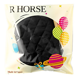 R HORSE 4Pcs Oven Mitts Pot Holders Set for Kitchen, Cotton Lining Heat Resistant Oven Gloves Black Kitchen Mittens Hot Pads Pot Holder with Pocket & Hanging Loop Trivets for Cooking Baking Grilling
